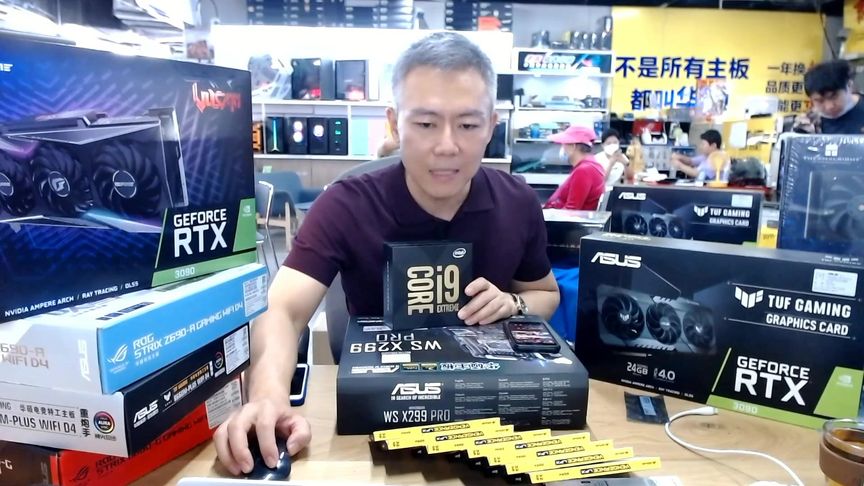 10980XE搭配双路TUF3090搭配WSX299华硕工作站主板#组装电脑