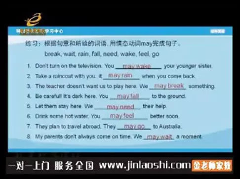 中学七年级英语名师精讲_情态动词may的用法_黄庆庆_金老师家教