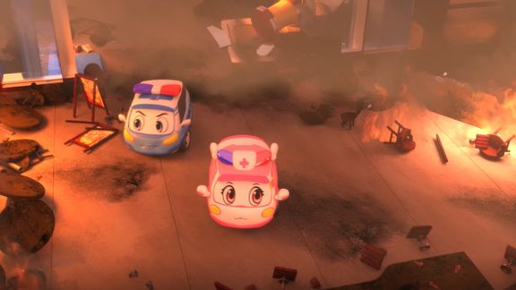 警车联盟:小治真勇敢,和小芸去救小朋友,房子马上塌了也不管