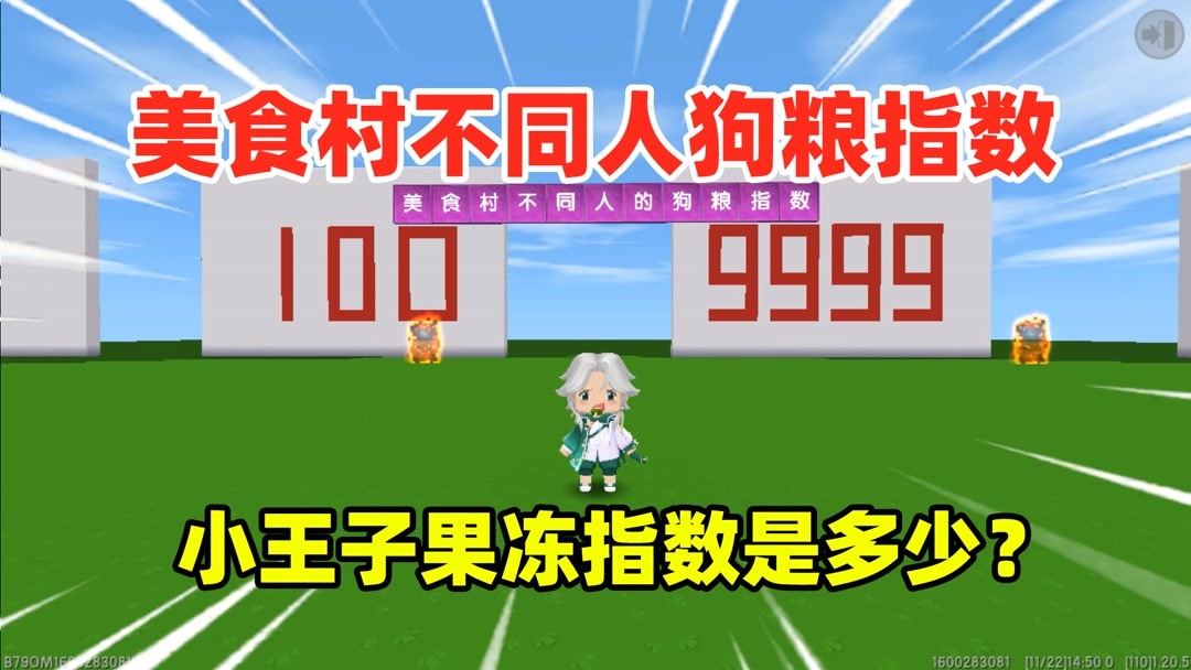 迷你世界:美食村不同人狗粮指数!小王子和果冻的指数是多少呢?