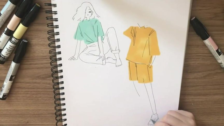 展现服装手绘插画和电脑修图制作全过程 服装插画是怎样画出来