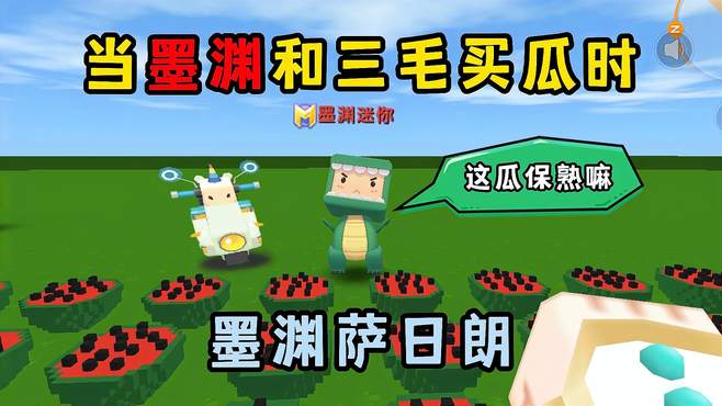 迷你世界:有一个墨渊前来买瓜,三毛卖他生瓜蛋子,墨渊萨日朗!