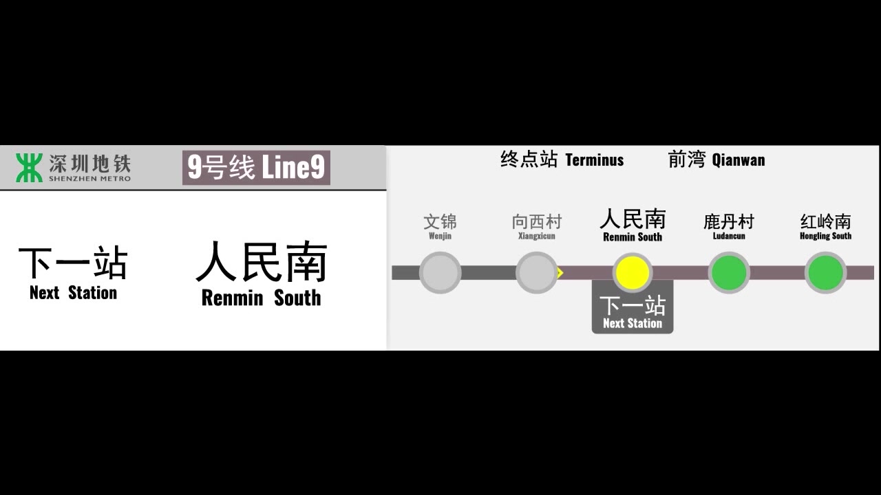 深圳地铁9号线最新款车内旅客信息系统(PIDS,车内LCD动态地图,UI)...