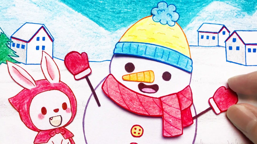 手绘定格动画:冬天里的第一场雪,纸上堆雪人太治愈了