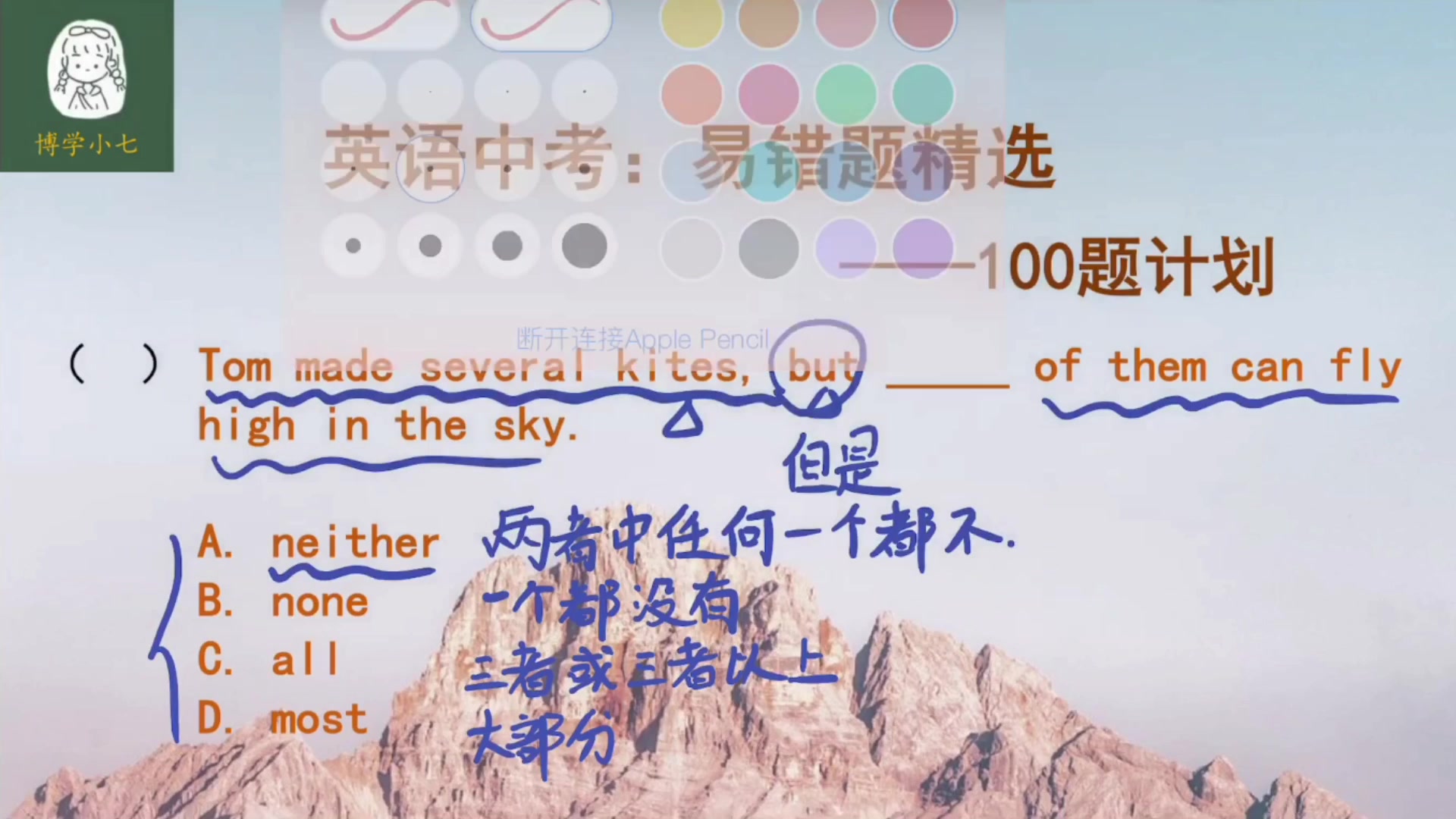 英语中考易错题:常见的neither none all most 意思大解析