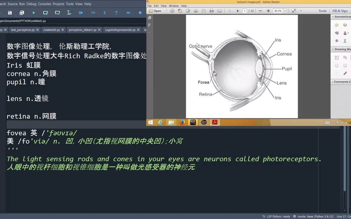 数字图像处理.英语.学习Day2.眼睛的构造.RGB.CMYK.HSV.CIE
