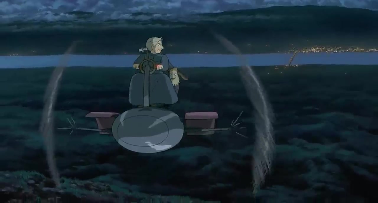 《哈尔的移动城堡》片段 苏菲、哈尔空中大逃亡