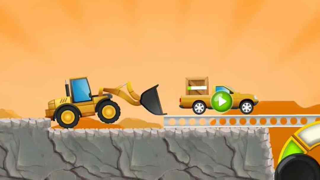 挖掘机游戏 推土机帮皮卡车穿越大河