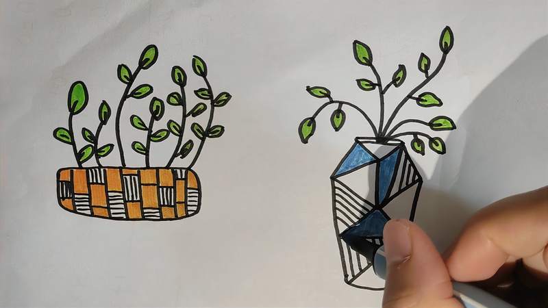 教你一分钟画两种不同的藤蔓植物,你们学会了吗