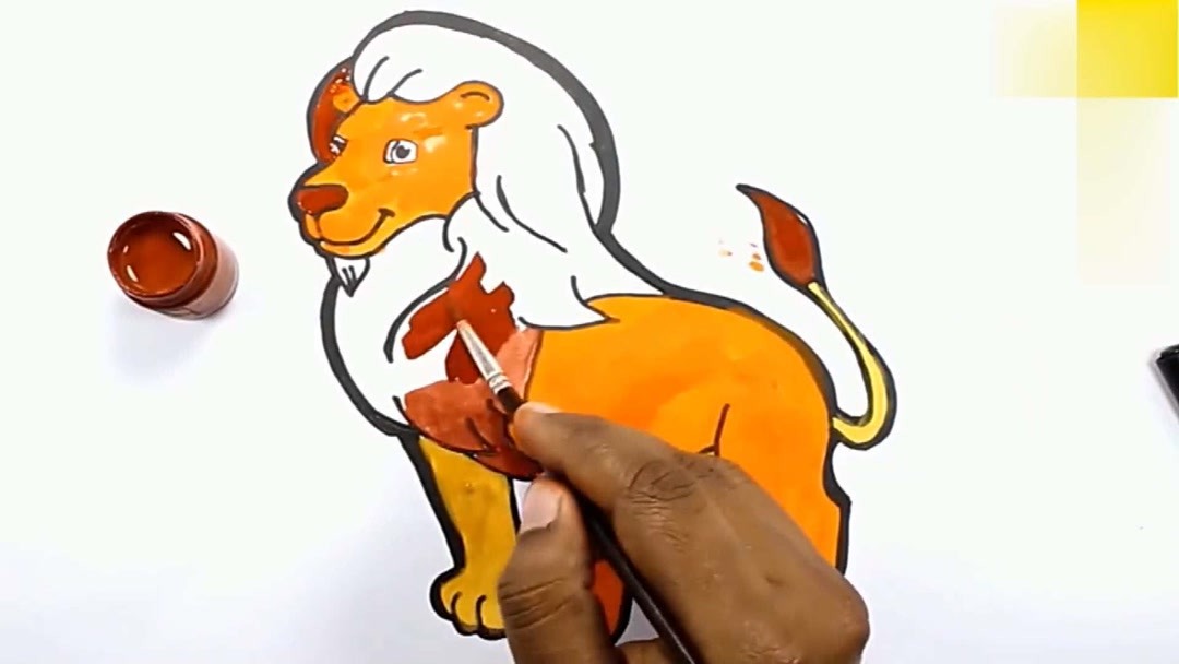 亲子简笔画,画森林之王狮子涂色识色,色彩认知早教视频