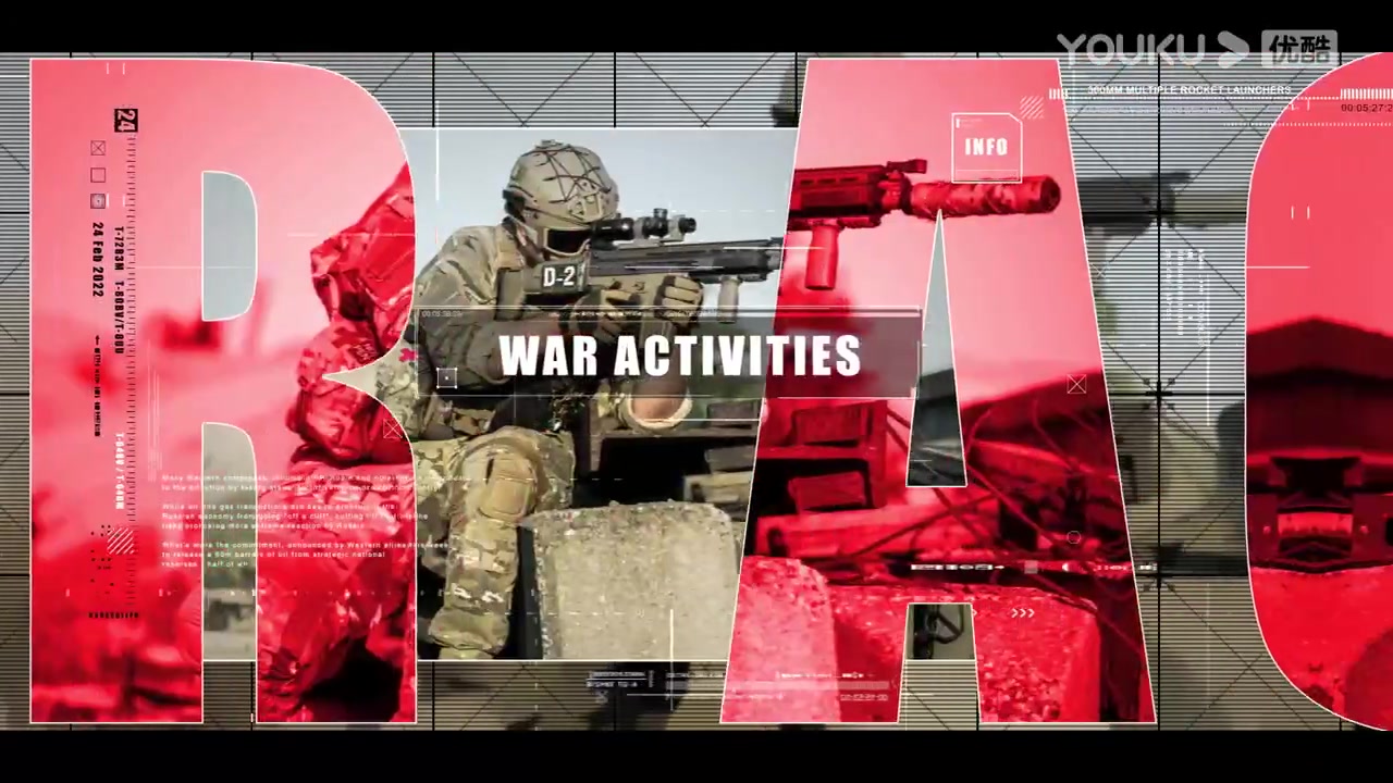 含故障特效的重踏节拍历史战争纪录片包装开场动画AE模板