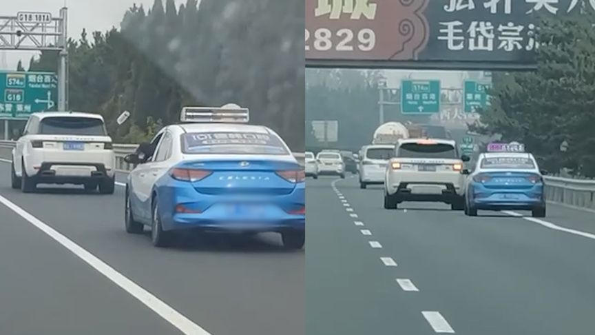 的哥高速开斗气车,多次扔玻璃杯砸前车,交警:司机正接受调查