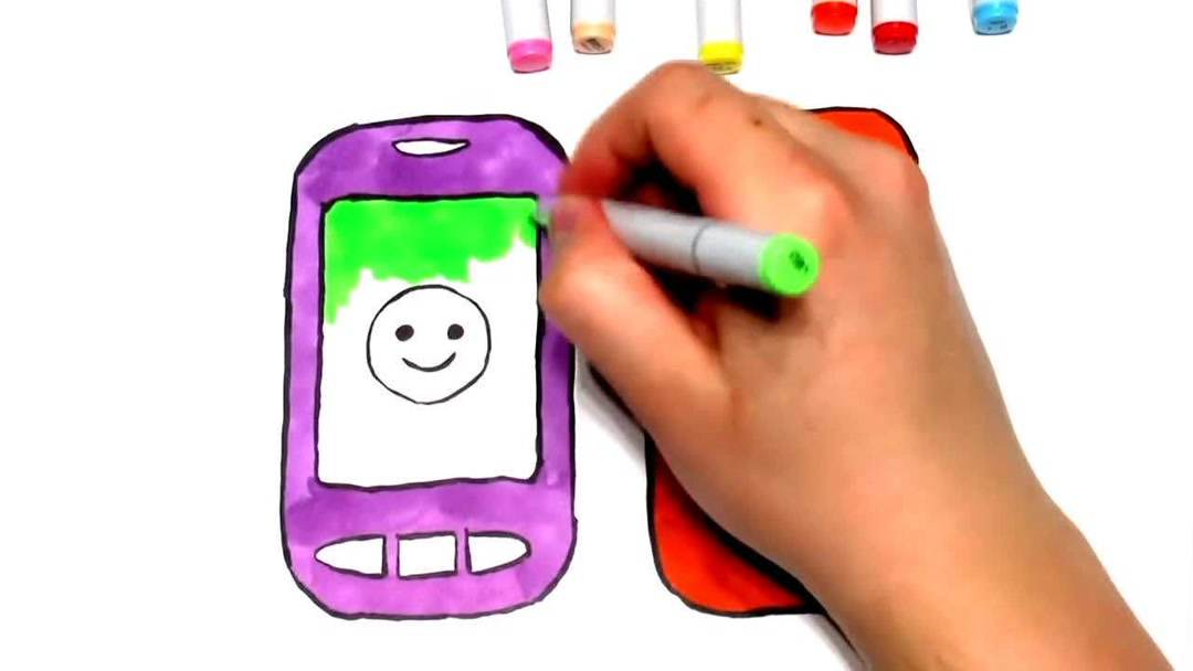 儿童视频:儿童启蒙画画-画可爱的移动电话手机