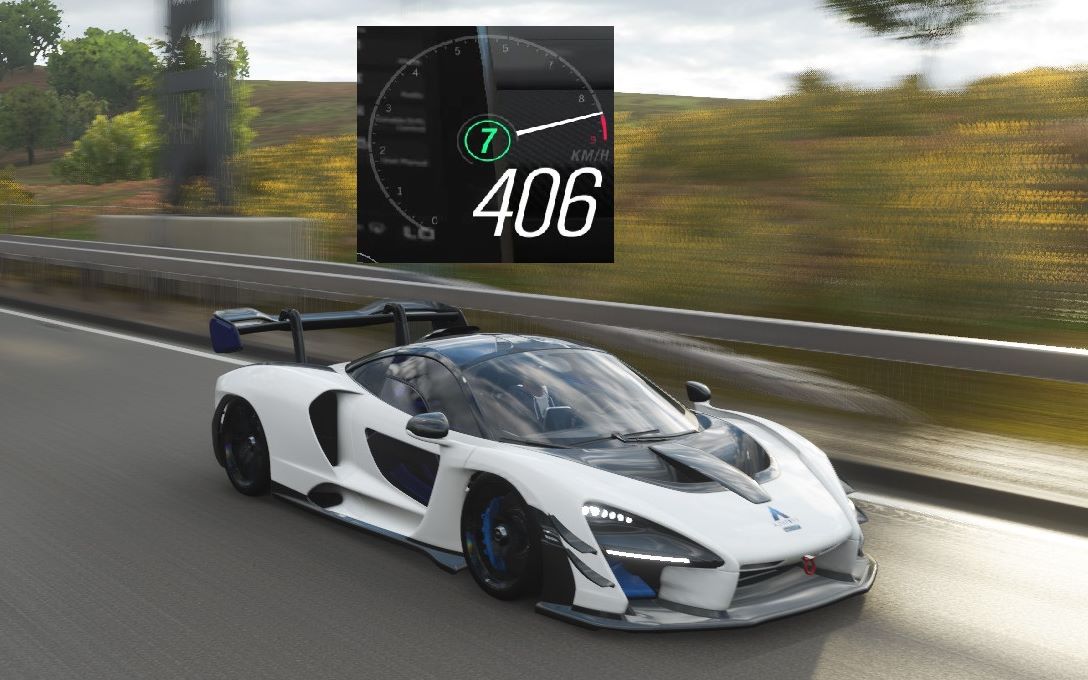 【地平线4】406KM/H!X999级满改迈凯伦塞纳高速路飚出该车型的...