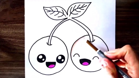 11秒教大家画樱桃,一学就会