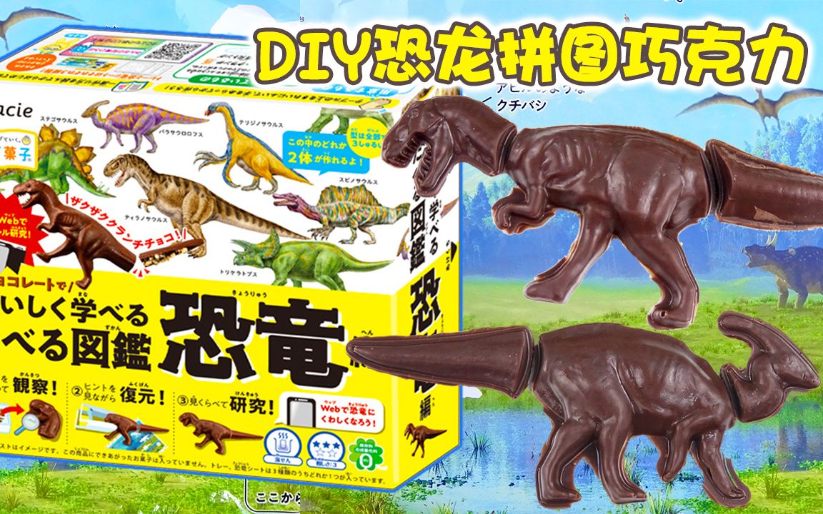 创意食玩DIY恐龙拼图巧克力,恐龙图鉴食玩