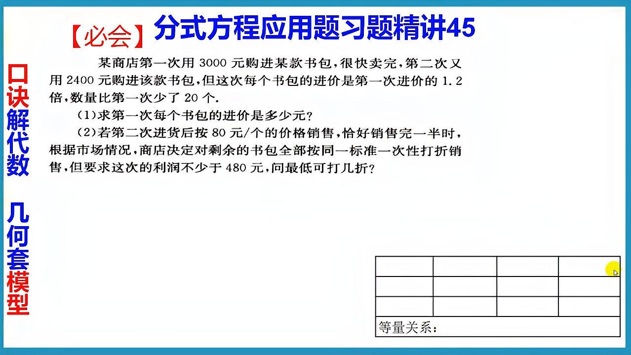 分式方程应用题解题思路必会习题讲解45