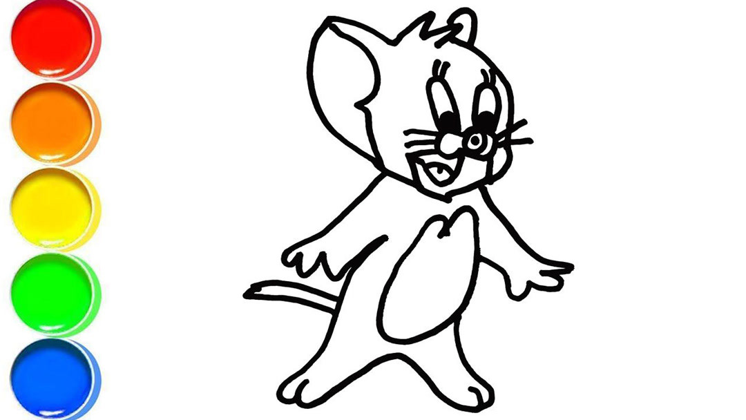儿童涂鸦简笔画,猫和老鼠可爱的杰瑞