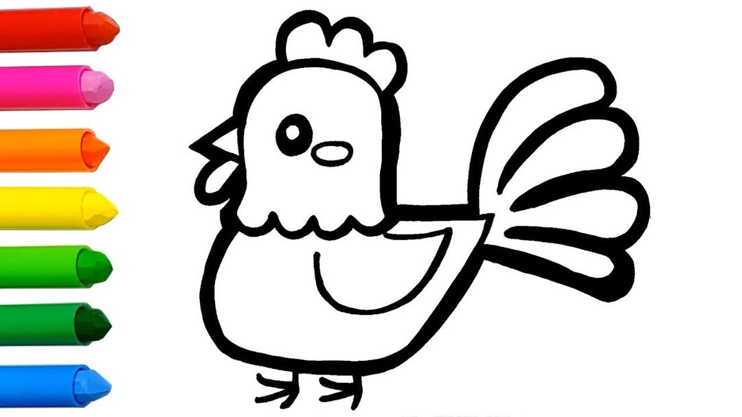 母鸡小鸡的着色和绘画教程,为孩子们学习颜色