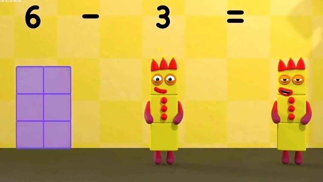 数字积木 趣味解说:答题时间来咯,6减去3等于多少,知道告诉下