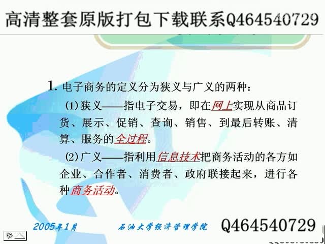 石油大学 电子商务 39讲 视频教程 精品课程