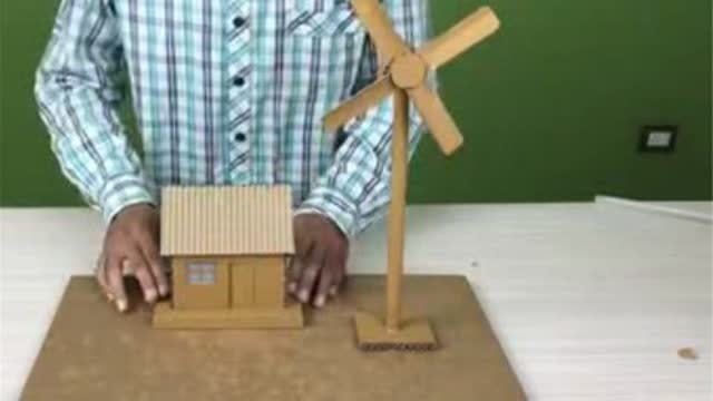 牛人利用纸板制作风力发电机组模型,真是太酷了