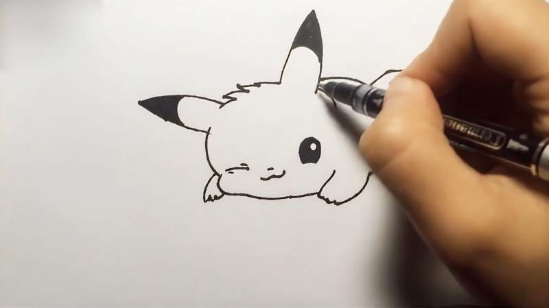 1分钟手绘一只可爱的皮卡丘,超级简单的教学,谁都学得会