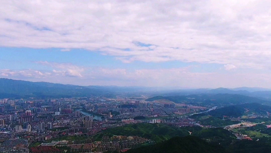航拍湖南怀化城市全景