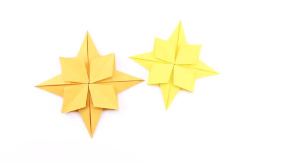 手工纸艺小课堂,指南针玫瑰星的折纸方法,步骤很简单!