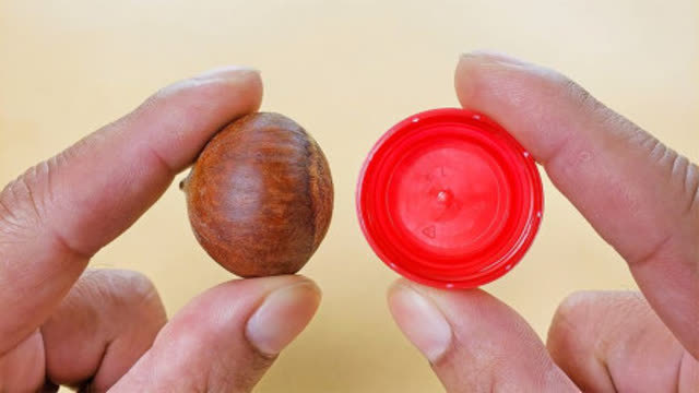 板栗去壳原来这么简单,一个瓶盖就搞定,几秒钟剥一个,简单省事