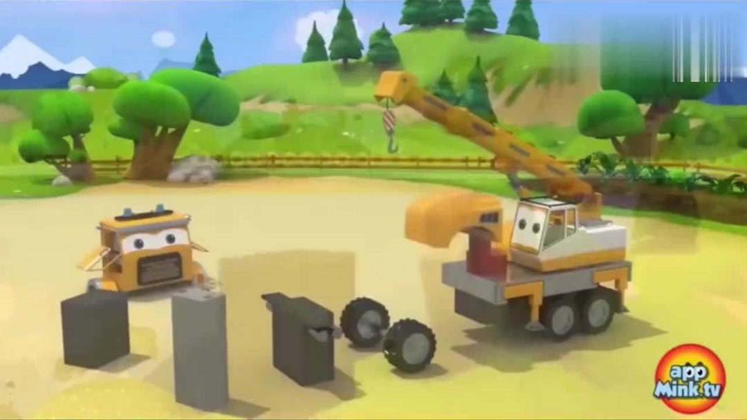 儿童动画,工程车动画,吊车组装动画