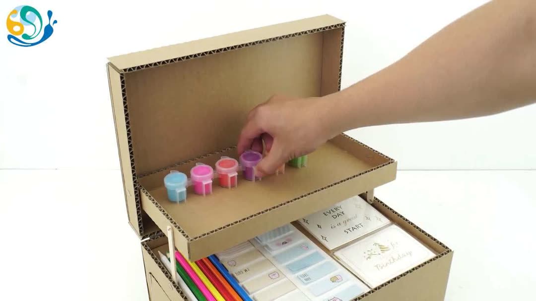 如何利用纸板制作创意多功能儿童学具用品收纳盒,送给孩子的礼物