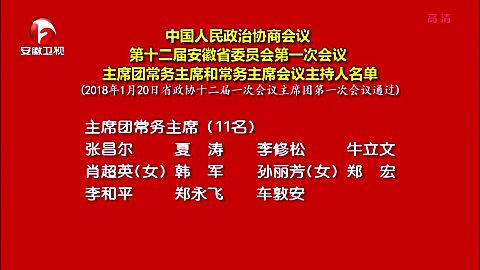 中国人民政治协商会议第十二届安徽省委员会第一次会议主席团常务...