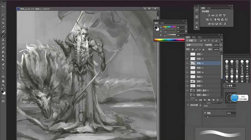 CG游戏原画插画场景教程,龙与少年绘制过程