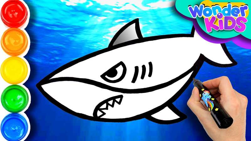 可爱宝宝如何画一只鲨鱼 少儿绘画 儿童简笔画