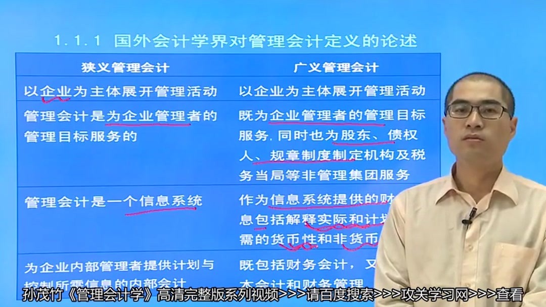 孙茂竹管理会计学考研视频网课教程