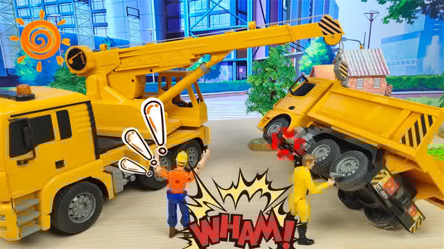 推土车刹车失灵横冲直撞,洒水车吊车化解危机工程车剧场