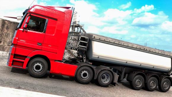 欧洲卡车模拟:百万奔驰牵引车运输30吨建筑垃圾,驾驶技术杠杠的