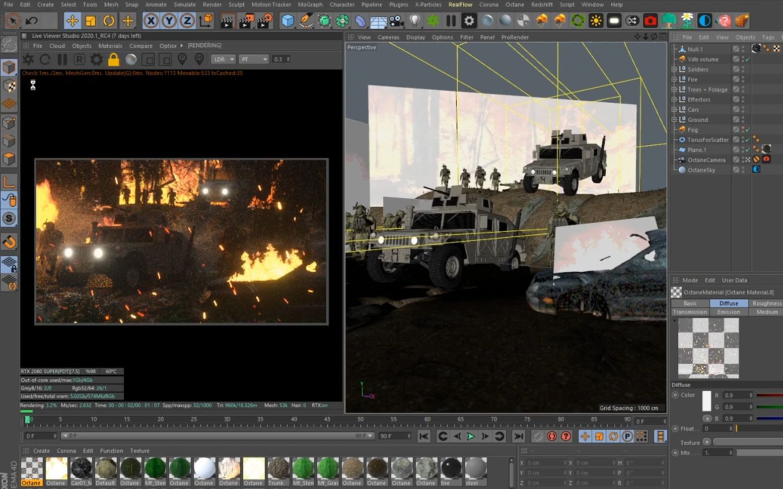 【C4D&Octane教程】制作战场现实场景教程