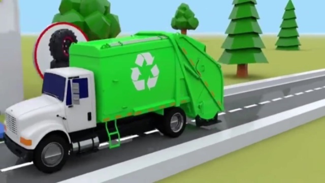 挖掘机动画变形警车珀利汽车动画学习颜色挖掘机玩具工程车