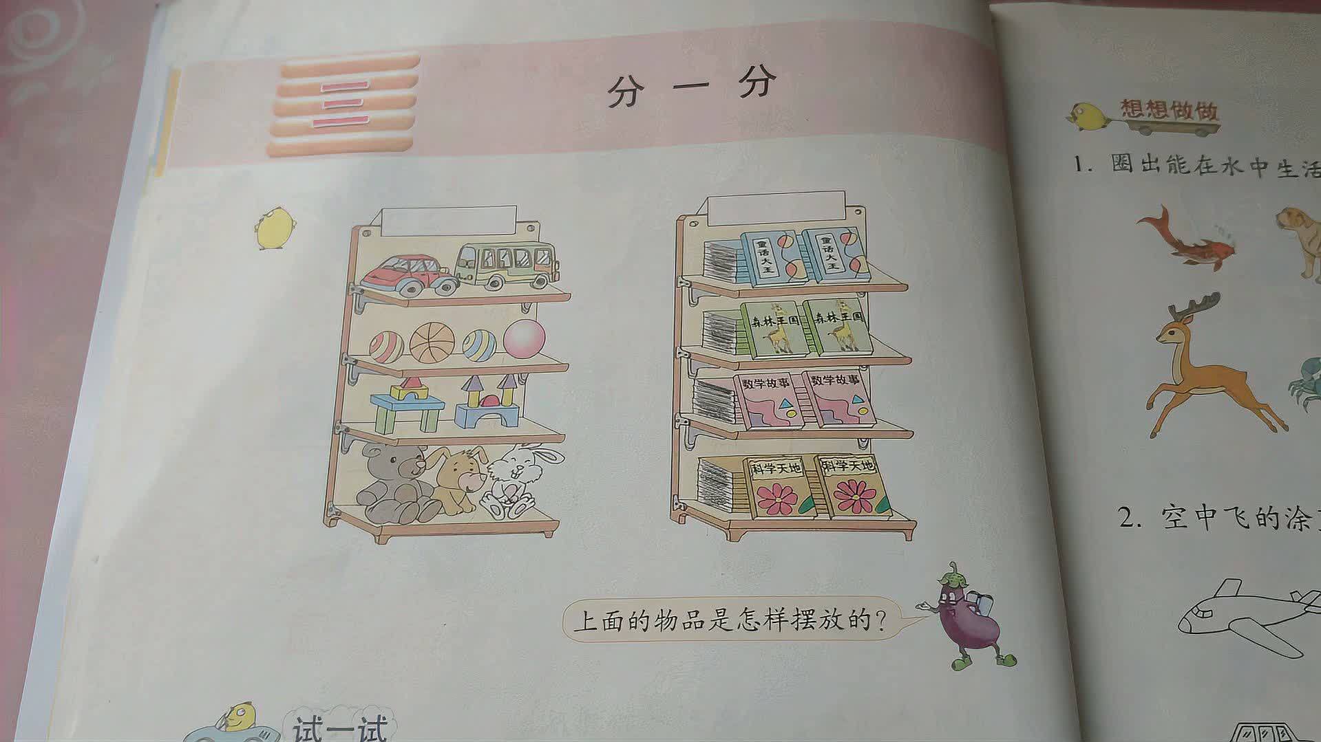 苏教版小学数学一年级知识点--分类