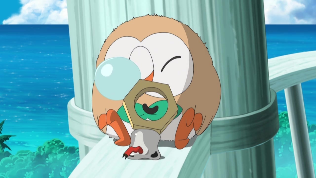 精灵宝可梦:宝可梦睡在木木枭的身旁,真是可爱!