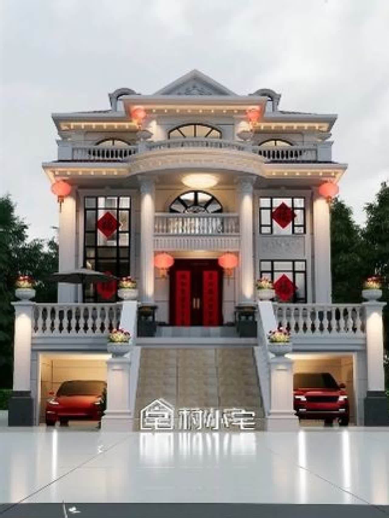 挑空设计,简欧别墅,惊艳"十里八乡"美宅#农村自建房 #别墅设计 #图纸...