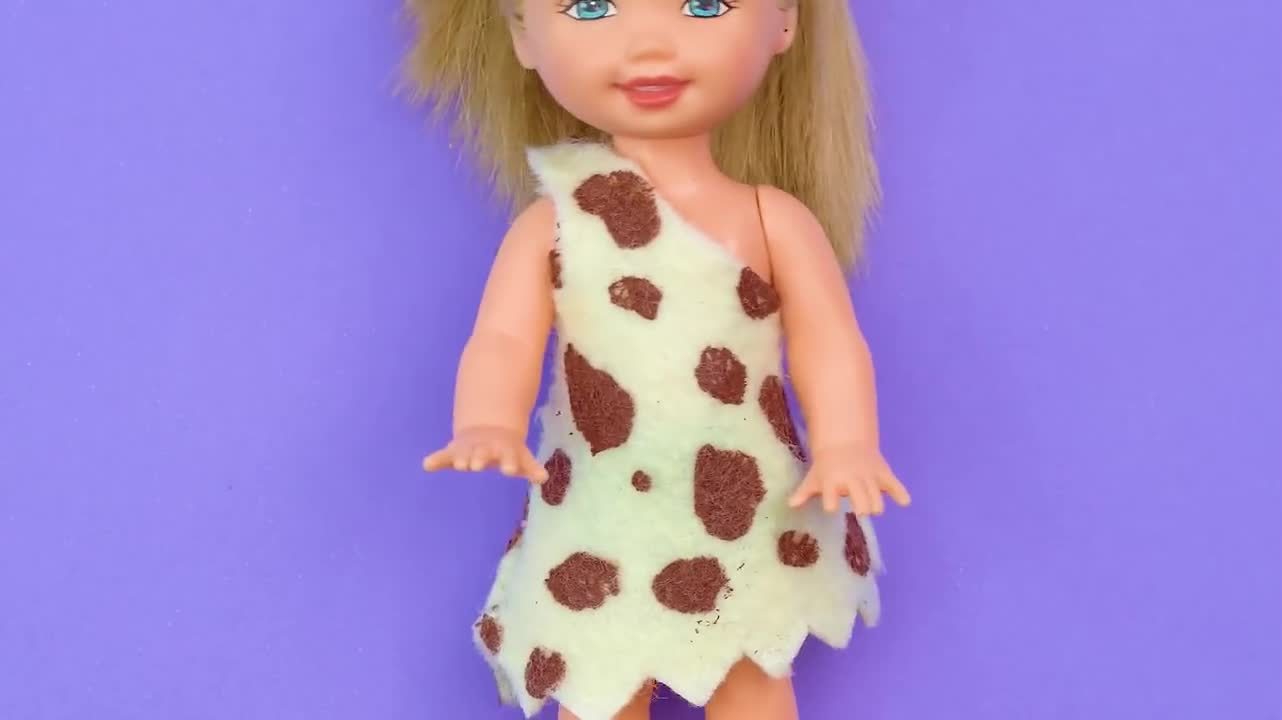 DIY手工:制作迷你芭比娃娃原始衣服