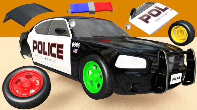 卡通警车模拟装配小游戏