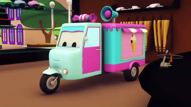 少儿卡通玩具,警车玩具动画,三轮车去送快递