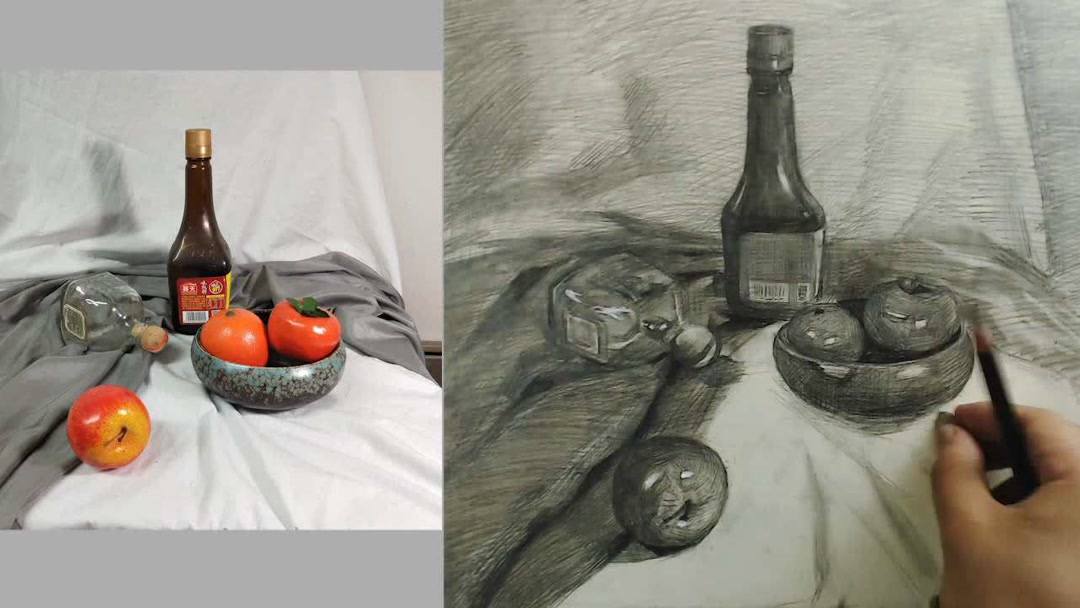 静物素描综合组合下