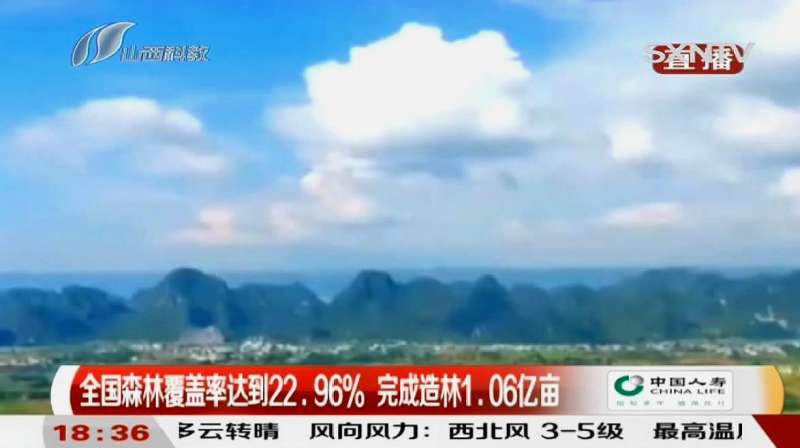 全国森林覆盖率达到22.96%,完成造林1.06亿亩、森林抚育1.16亿亩