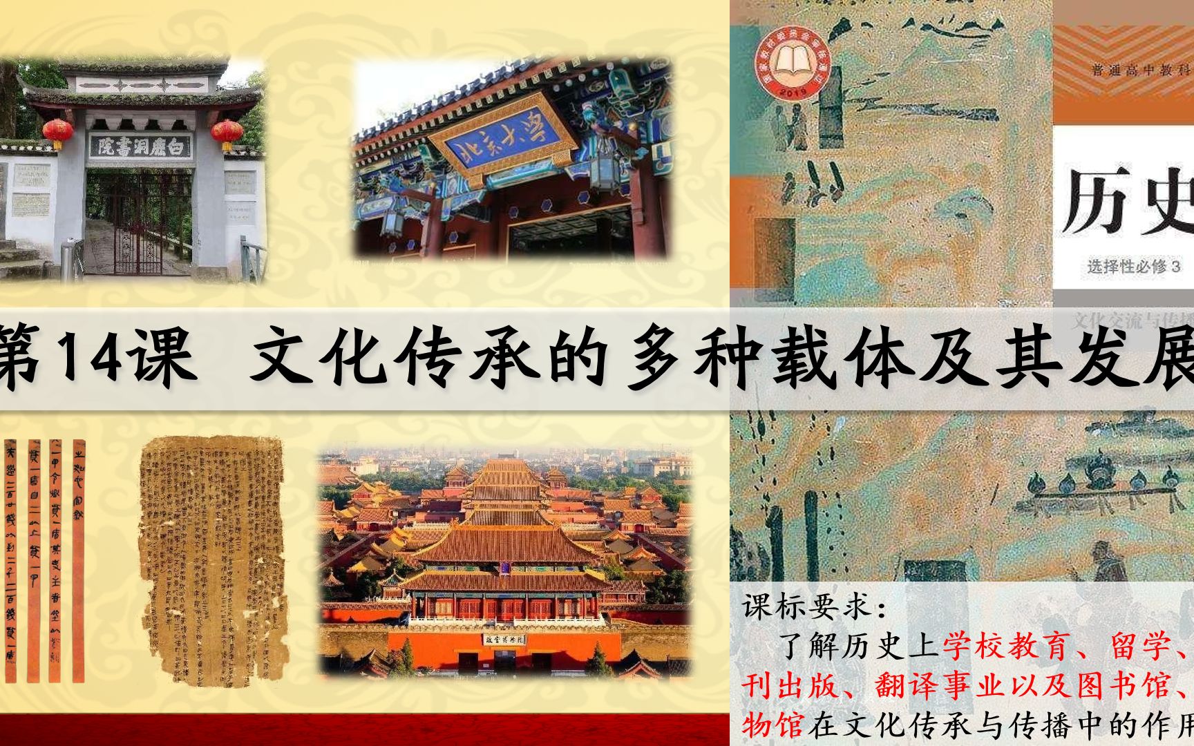 【高中历史选必3】14文化传承的多种载体及其发展(不讲15课,本册书...