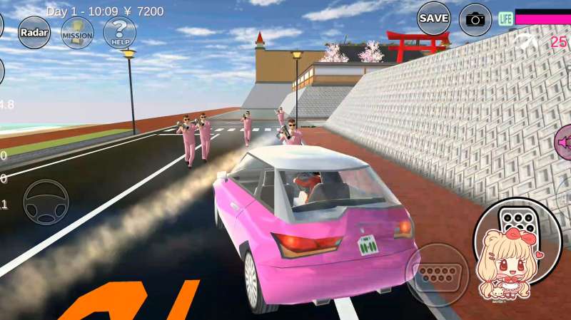 樱花校园模拟器:美少女开车去上学,黑帮老大抓了去当压寨夫人!